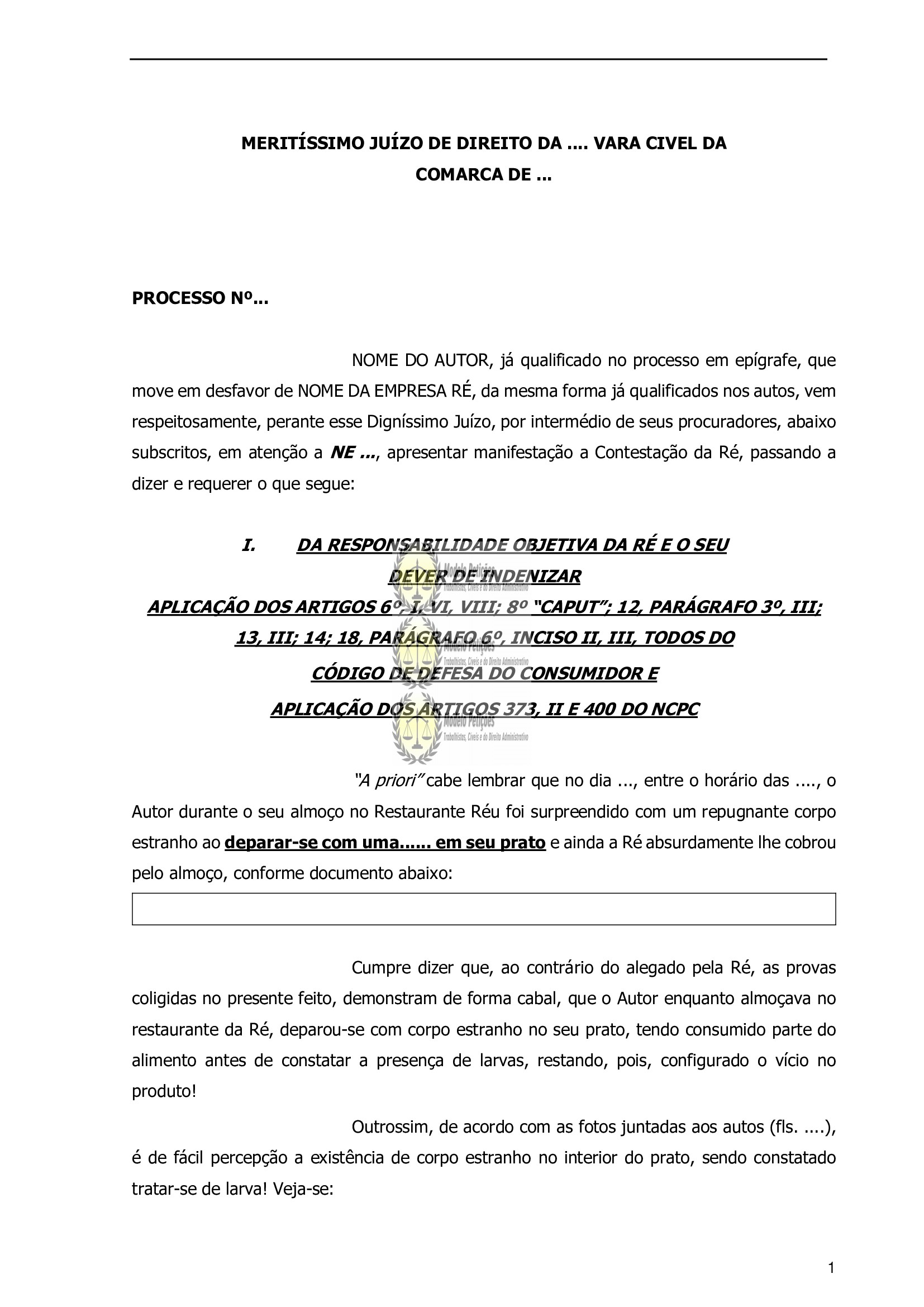 Modelo Réplica A Contestação - BRAINCP