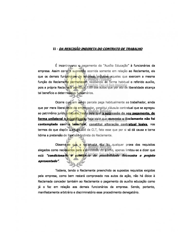 Modelo De Rescisão Indireta De Contrato De Trabalho - Vários Modelos Modelo De Rescisão Indireta De Contrato De Trabalho - Vários Modelos